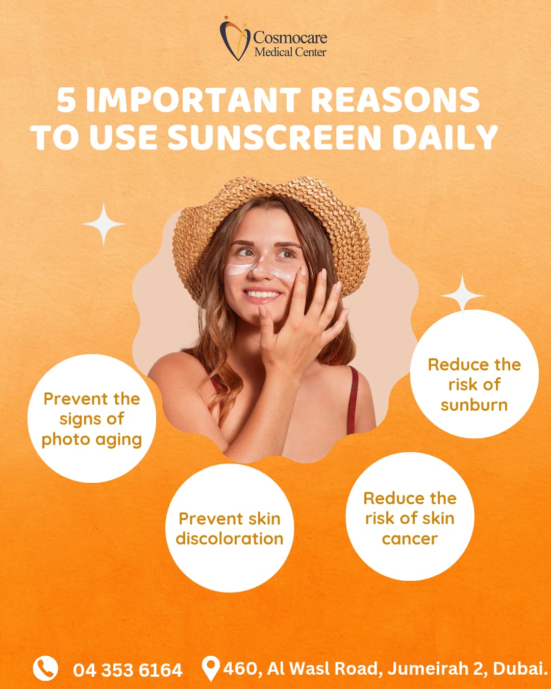 5 important reasons to use sunscreen daily - Cosmocare Medical Center